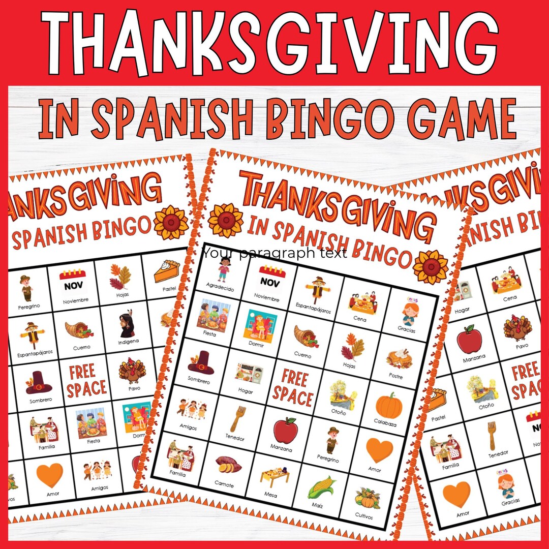 No Prep Thanksgiving in Spanish Bingo Dia De Acción De Gracias Game ...