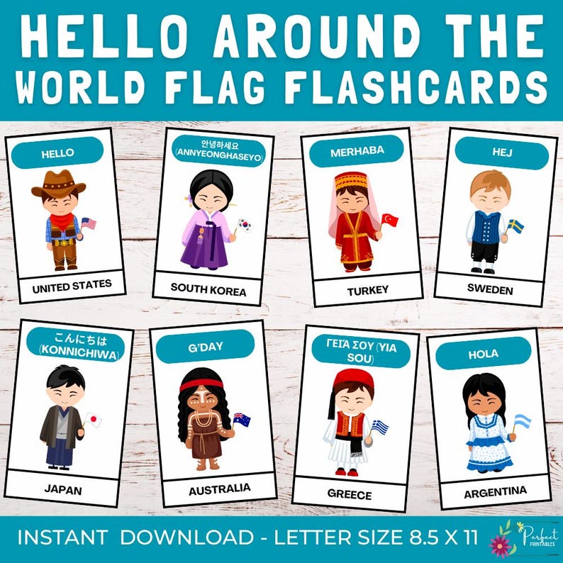 Tarjetas didácticas de "Hola al mundo" | Tarjetas de idiomas ...