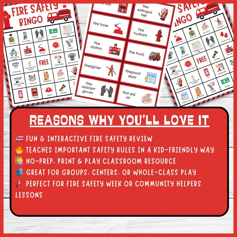 Fire Safety Firefighter Bingo Game | Printable Fire Safety Week ...