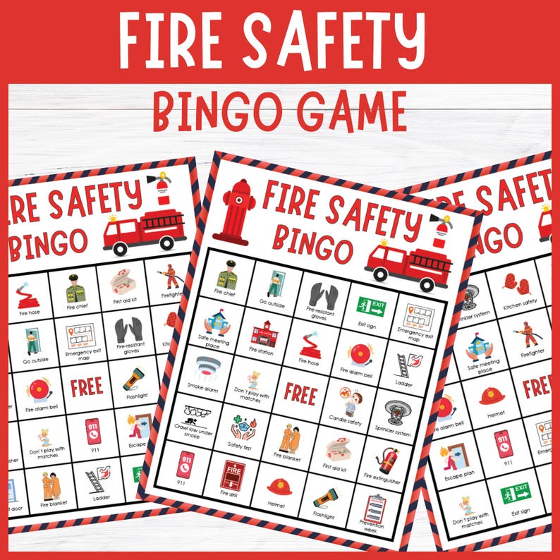 Fire Safety Firefighter Bingo Game | Printable Fire Safety Week ...