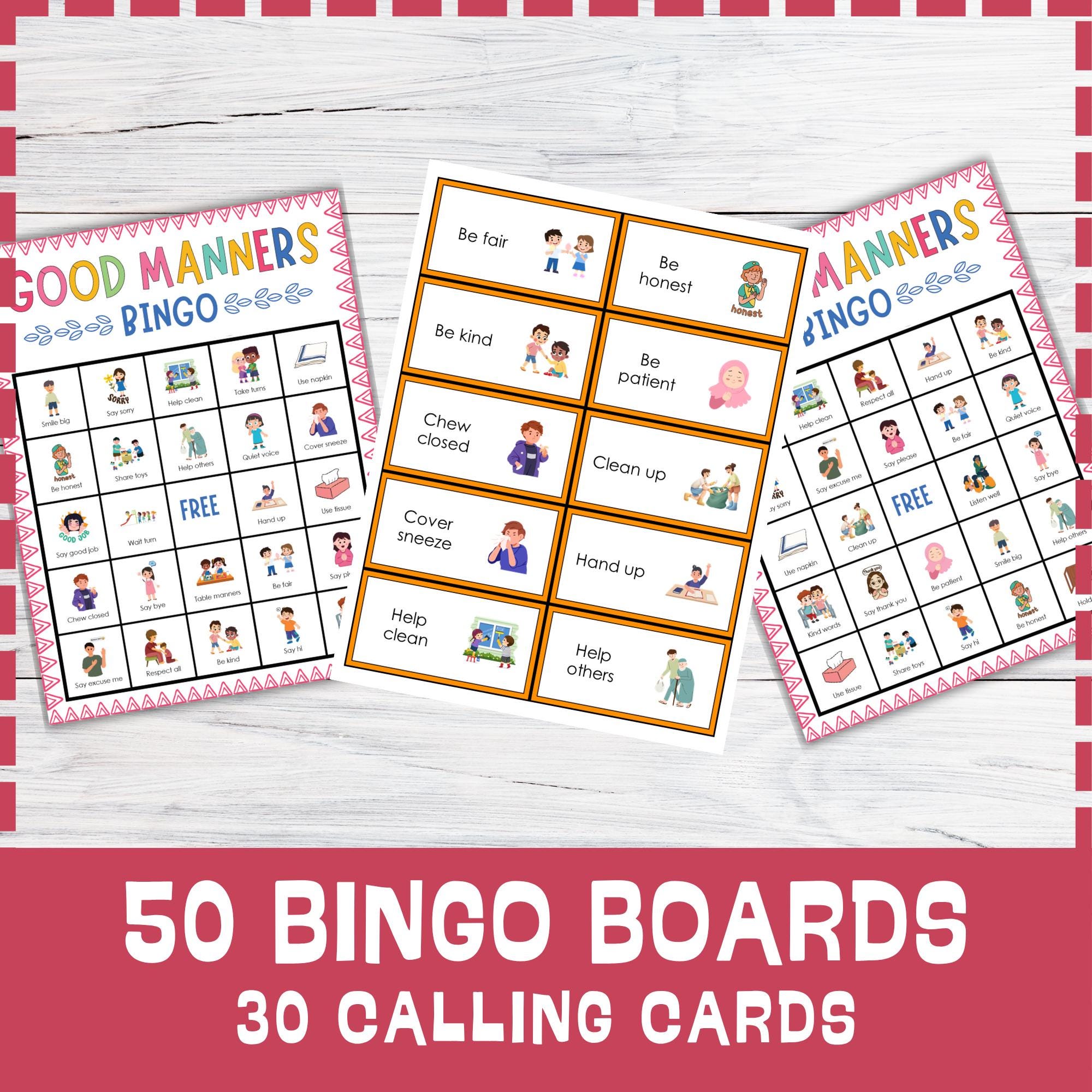 Good Manners Bingo Game Printable | Social Skills, Kindness, SEL ...
