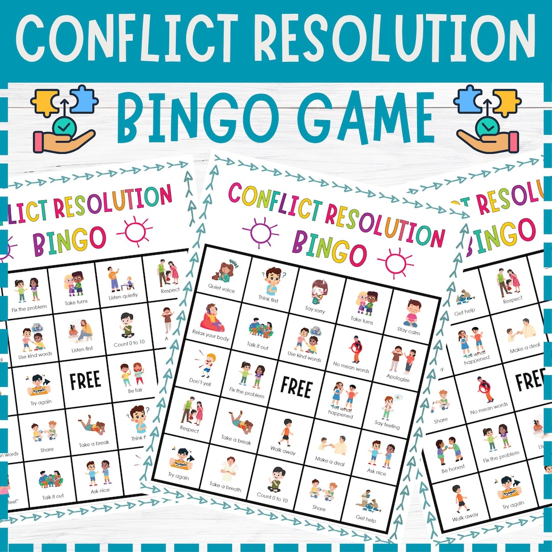 Conflict Resolution Bingo Game Printable | Social Skills, Problem ...