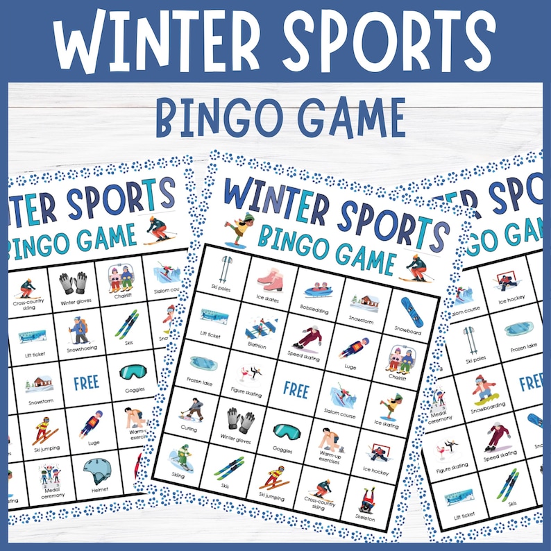 No Prep Winter Sports Bingo Game | Outdoor Winter Cold Weather Seasonal ...