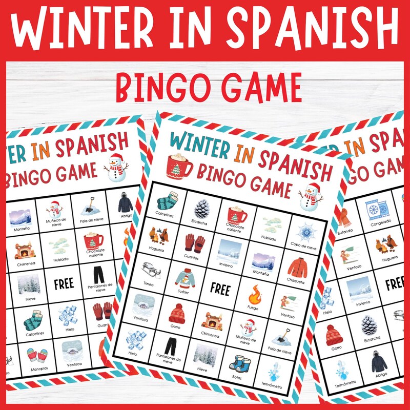 Christmas Bingo Spanish and English - Etsy