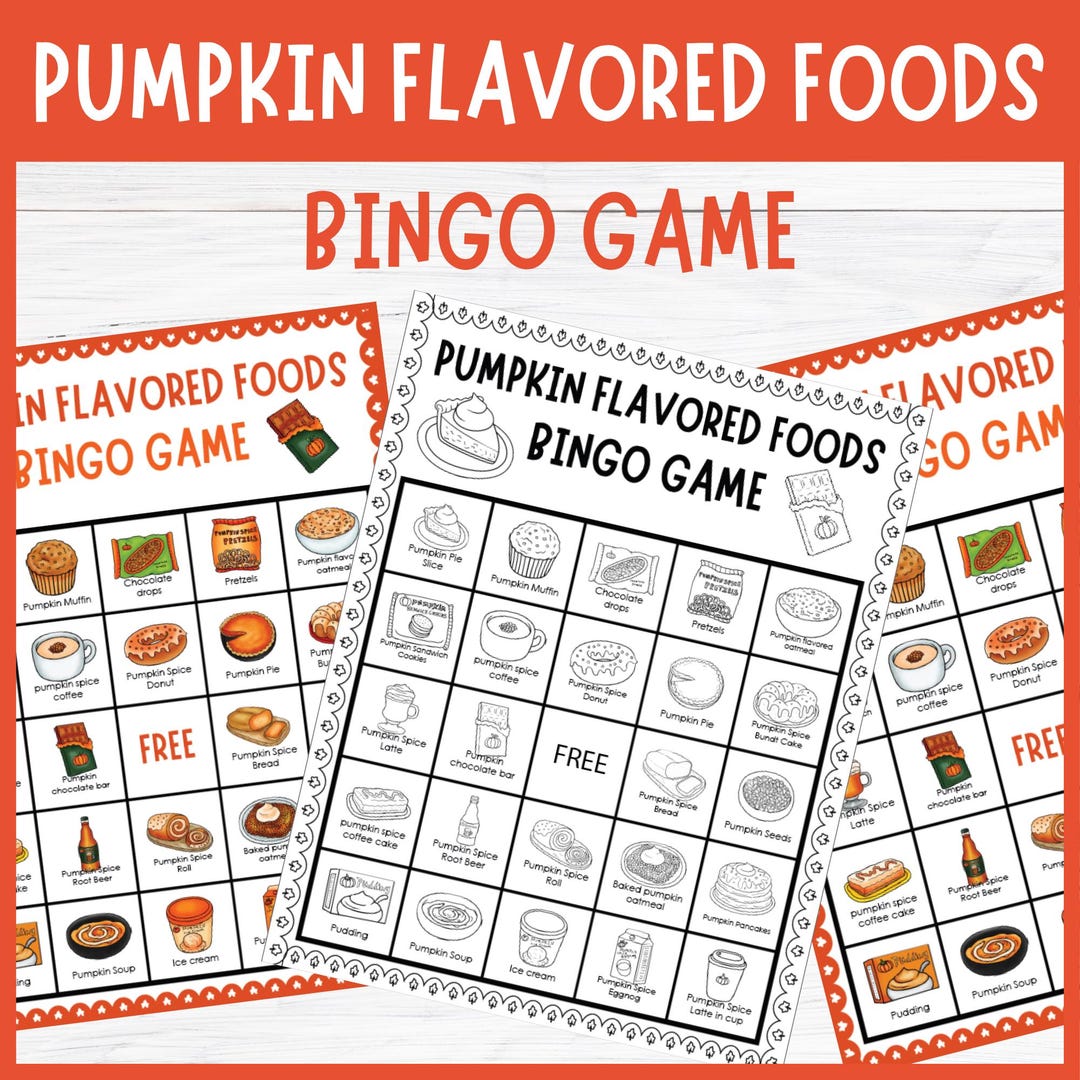 No Prep Pumpkin Flavored Foods Bingo | Thanksgiving Food Treats ...