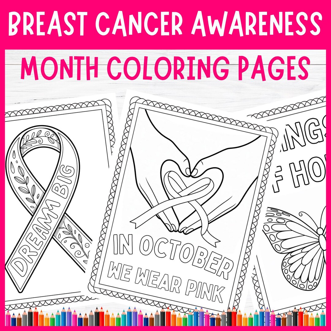 Breast Cancer Awareness Coloring Pages October Pink Ribbon Activities ...