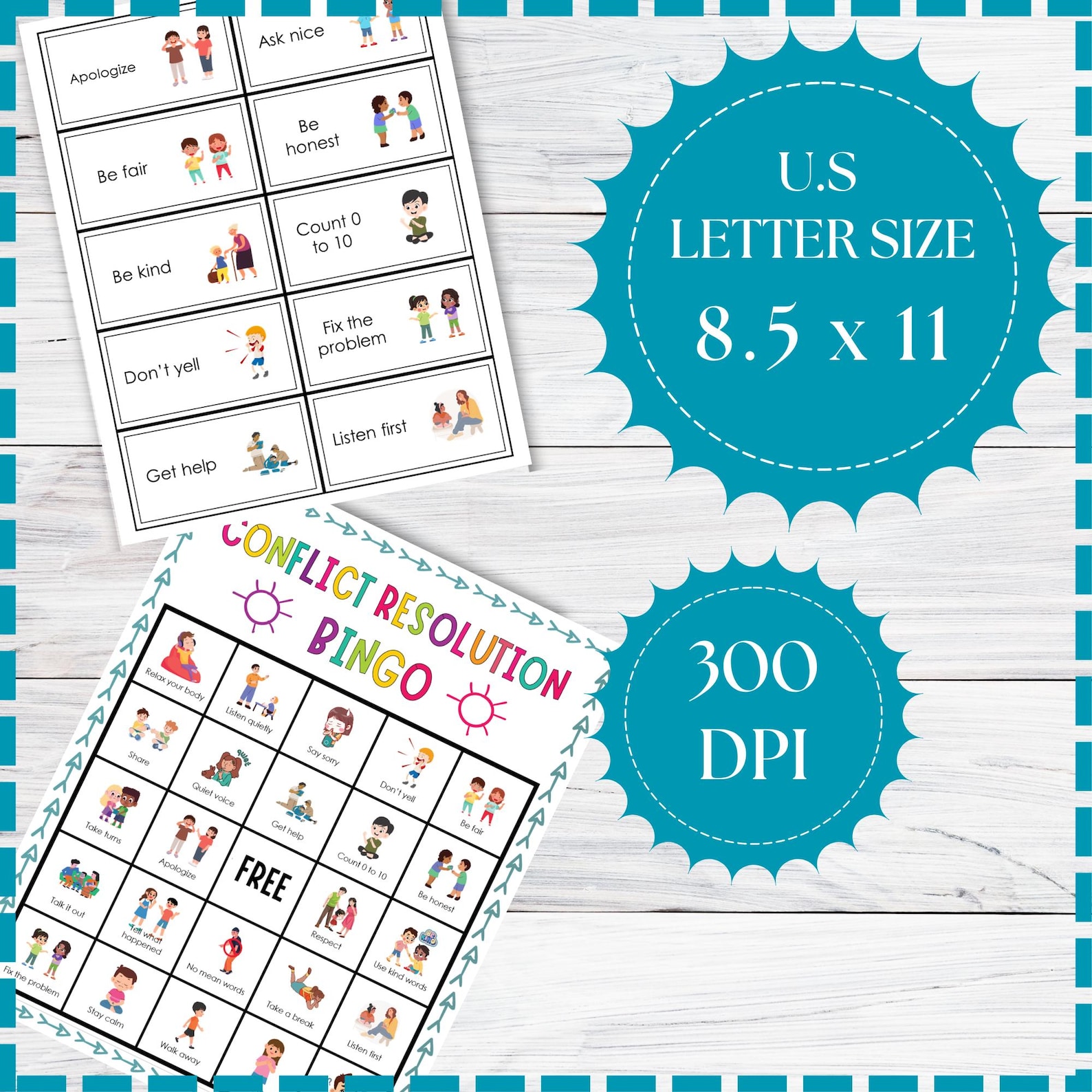 Conflict Resolution Bingo Game Printable | Social Skills, Problem ...