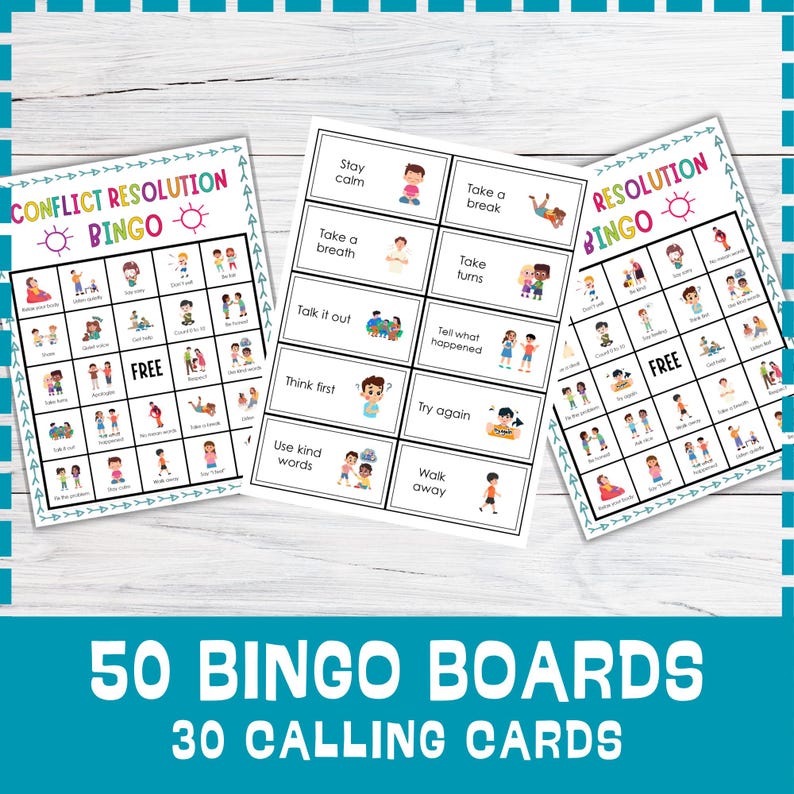Conflict Resolution Bingo Game Printable | Social Skills, Problem ...