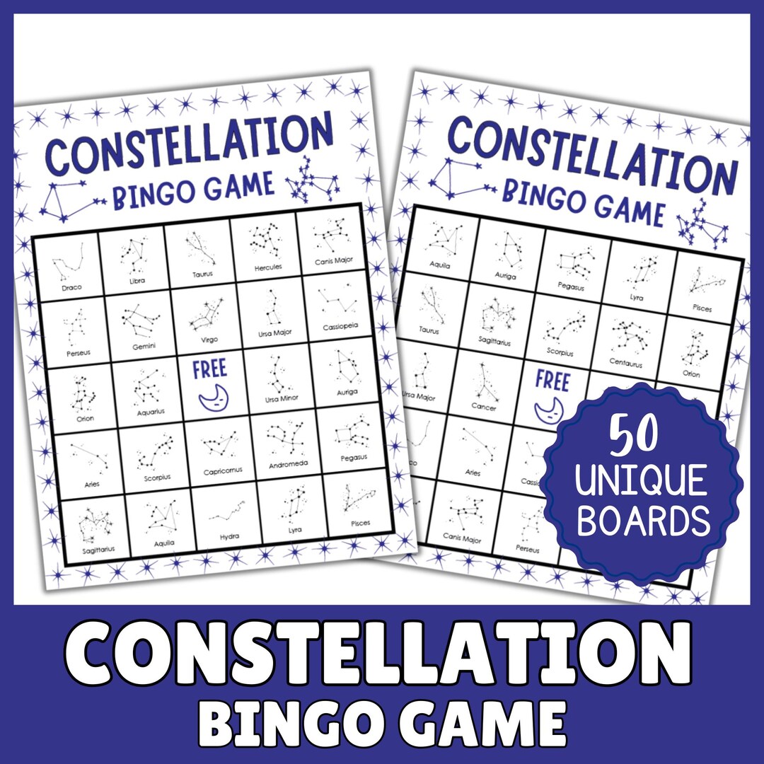 No Prep Constellations Bingo Game Stars Astronomy Space Zodiac Science ...