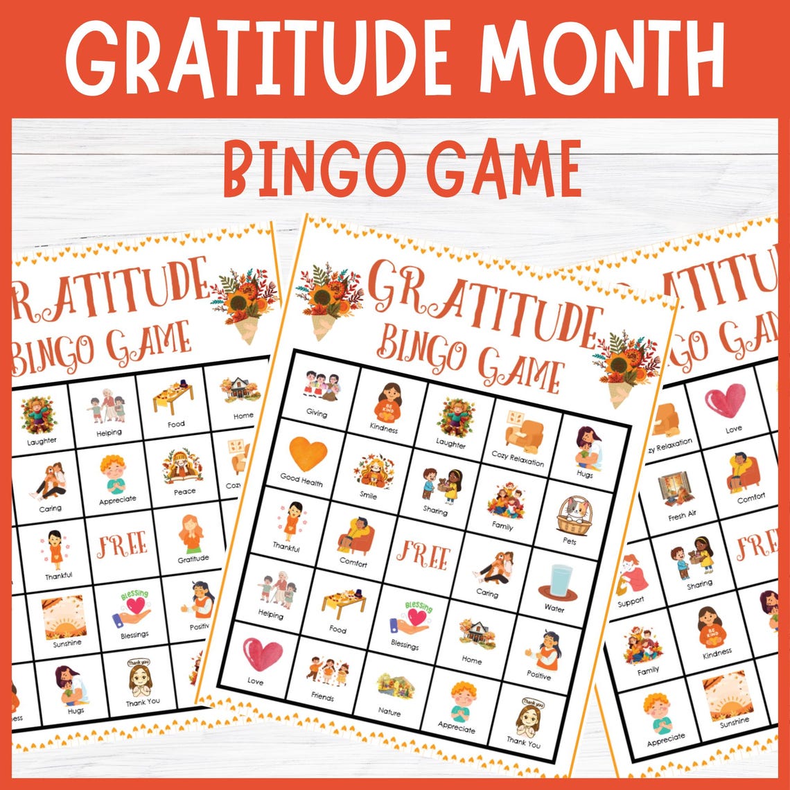 No Prep Gratitude Bingo, Thanksgiving Month Thankfulness Kindness ...