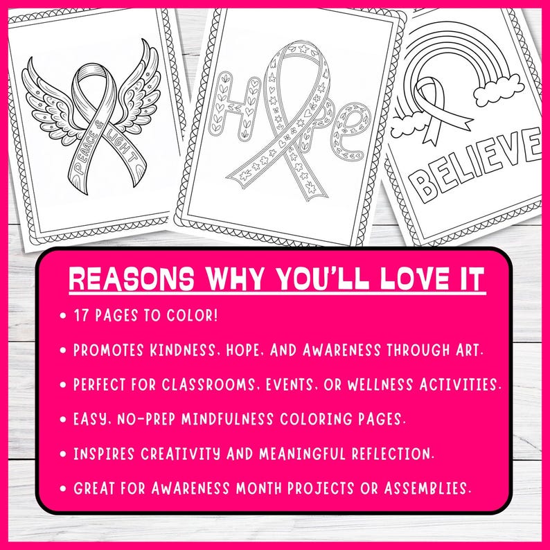 Breast Cancer Awareness Coloring Pages October Pink Ribbon Activities ...