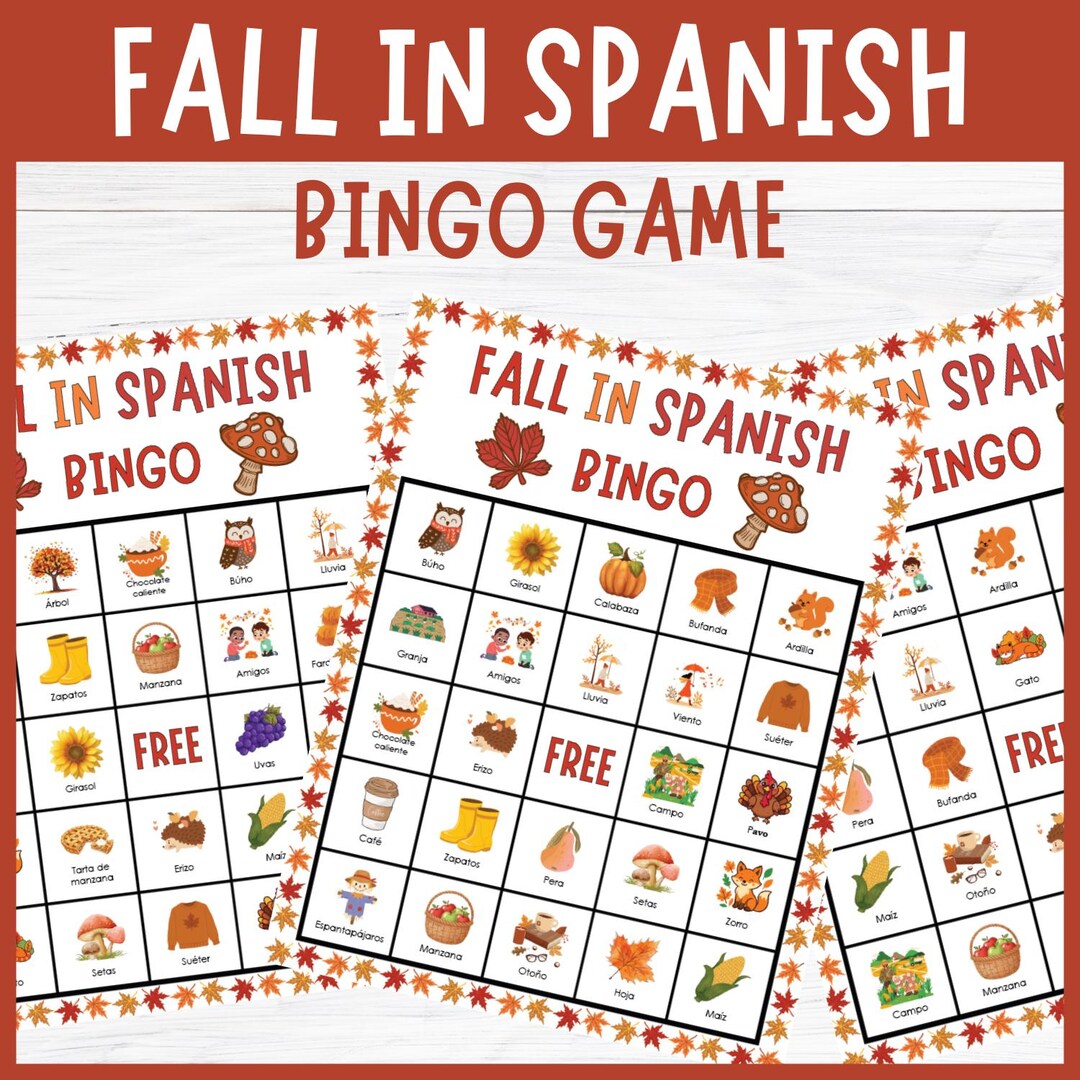 Fall in Spanish Bingo De Otoño | No Prep Fall Vocabulary Activities in ...