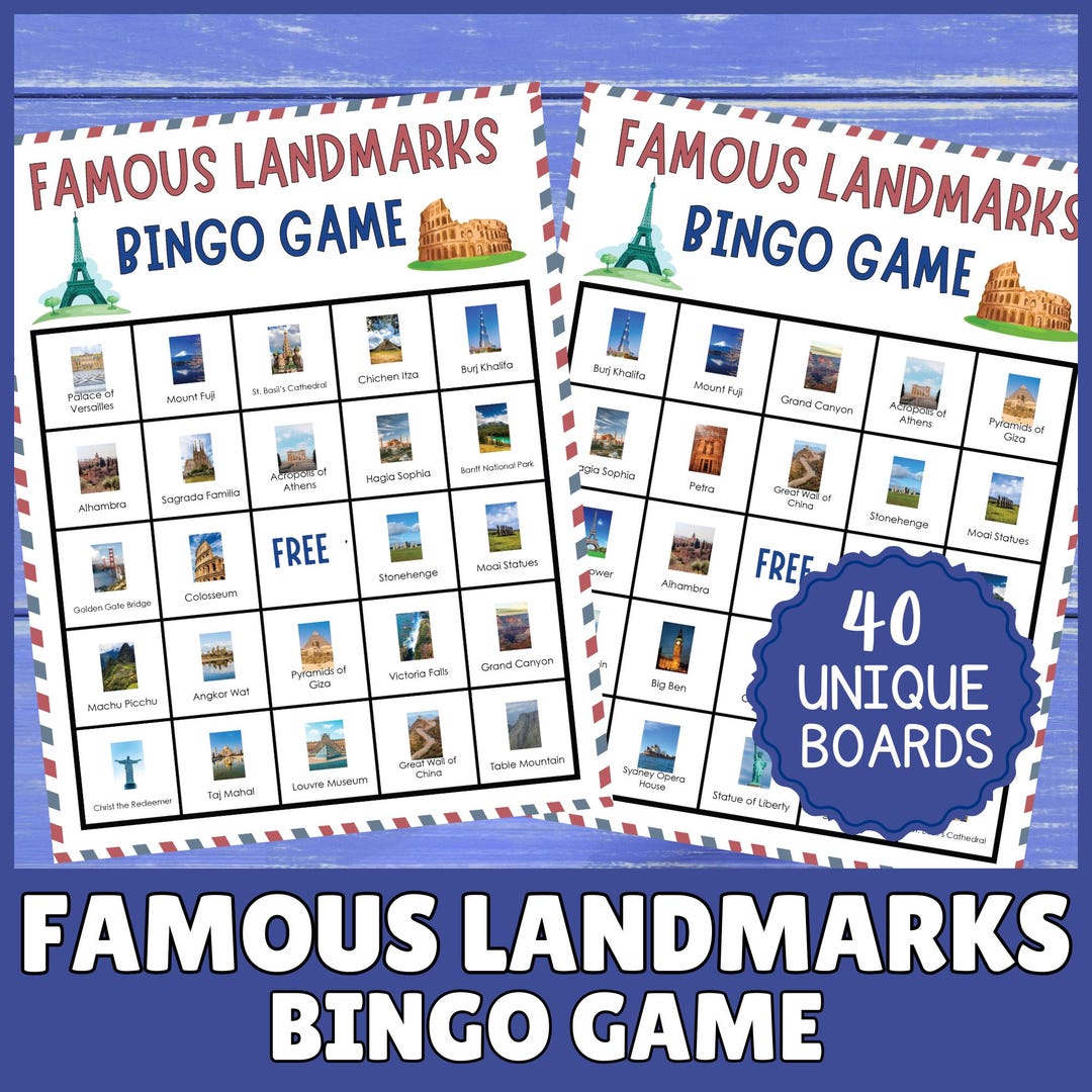 Famous Landmarks Bingo Game | World Landmarks Geography Bingo, Famous ...
