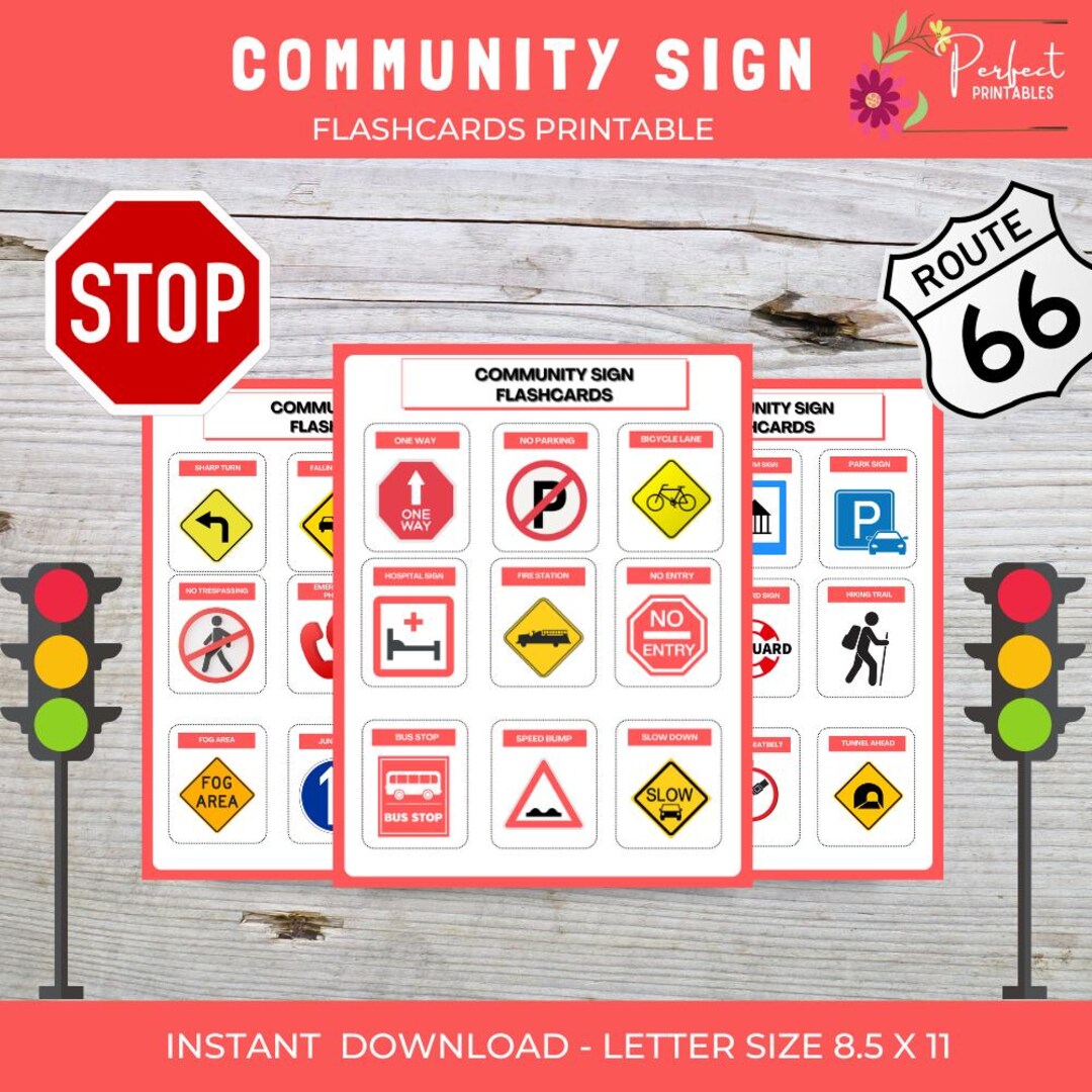 Community Signs Flashcards | 63 Essential Safety and Survival Signs for ...