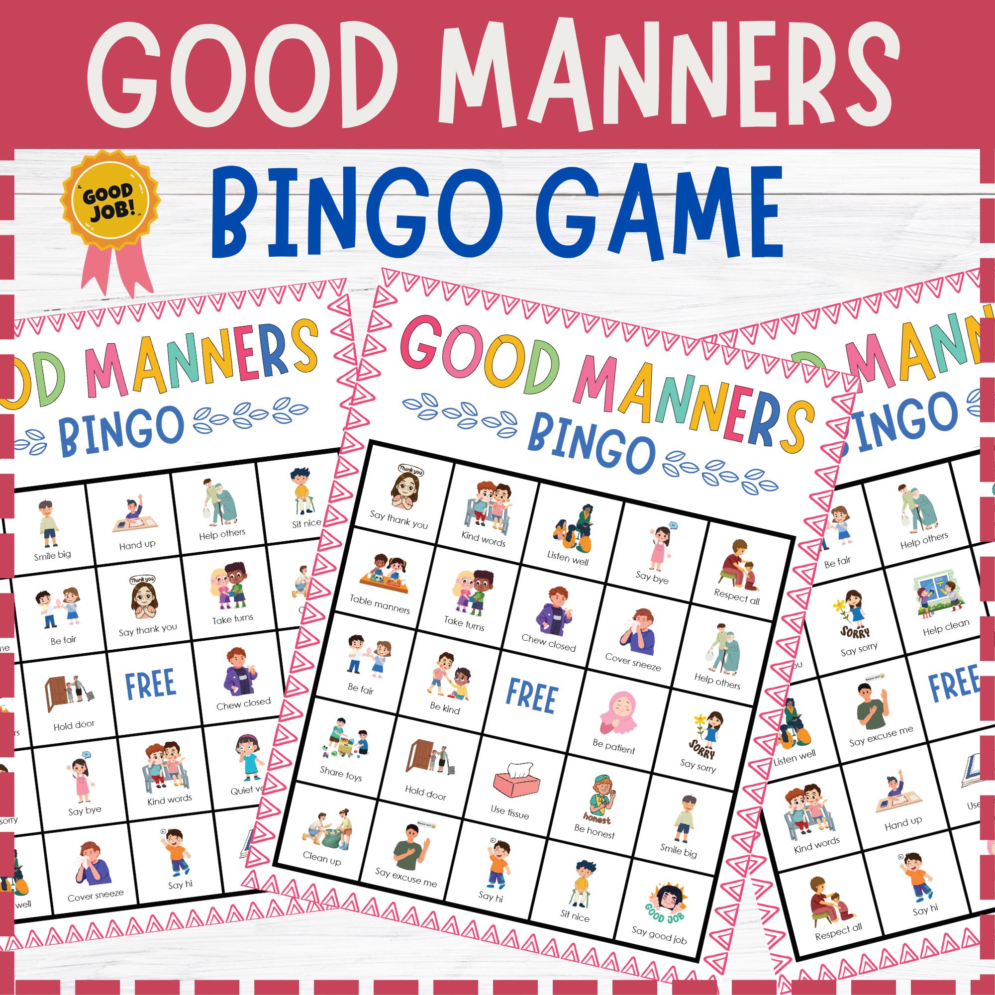 Good Manners Bingo Game Printable | Social Skills, Kindness, SEL ...