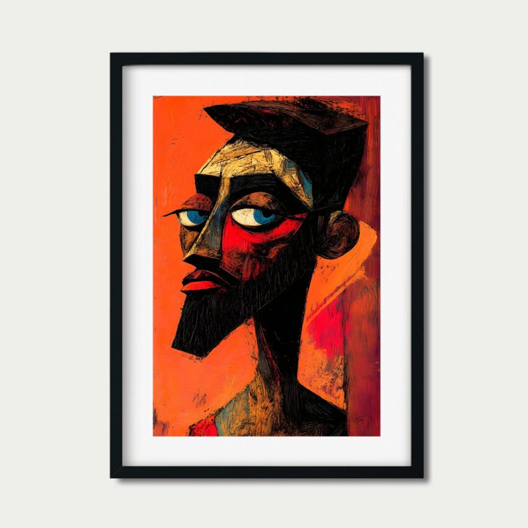 Picasso Style Male Portrait Wall Art – Abstract Expressionist Face ...