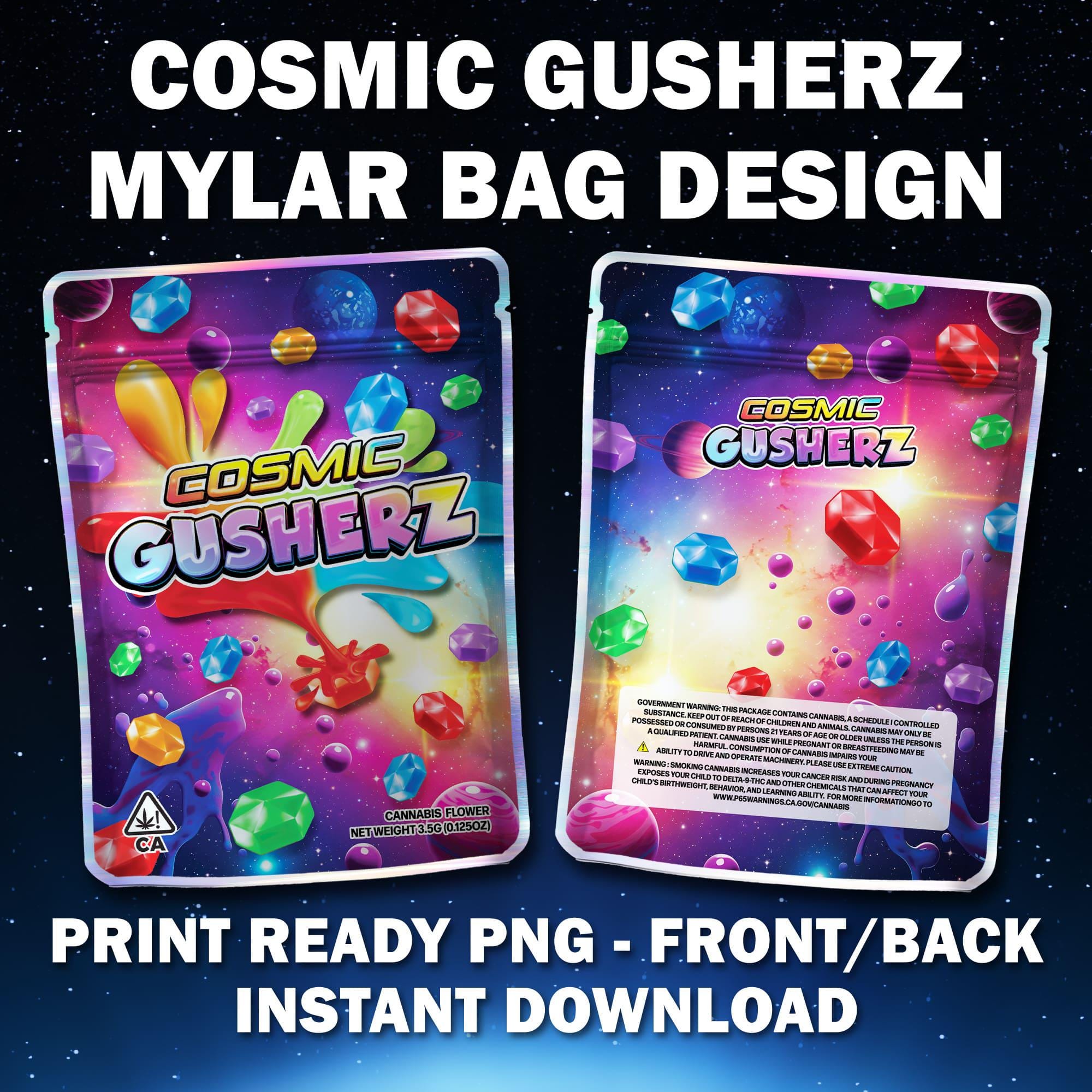 Mylar Bag Design – Cosmic Gusherz – 3.5g Packaging – PNG – Strain ...