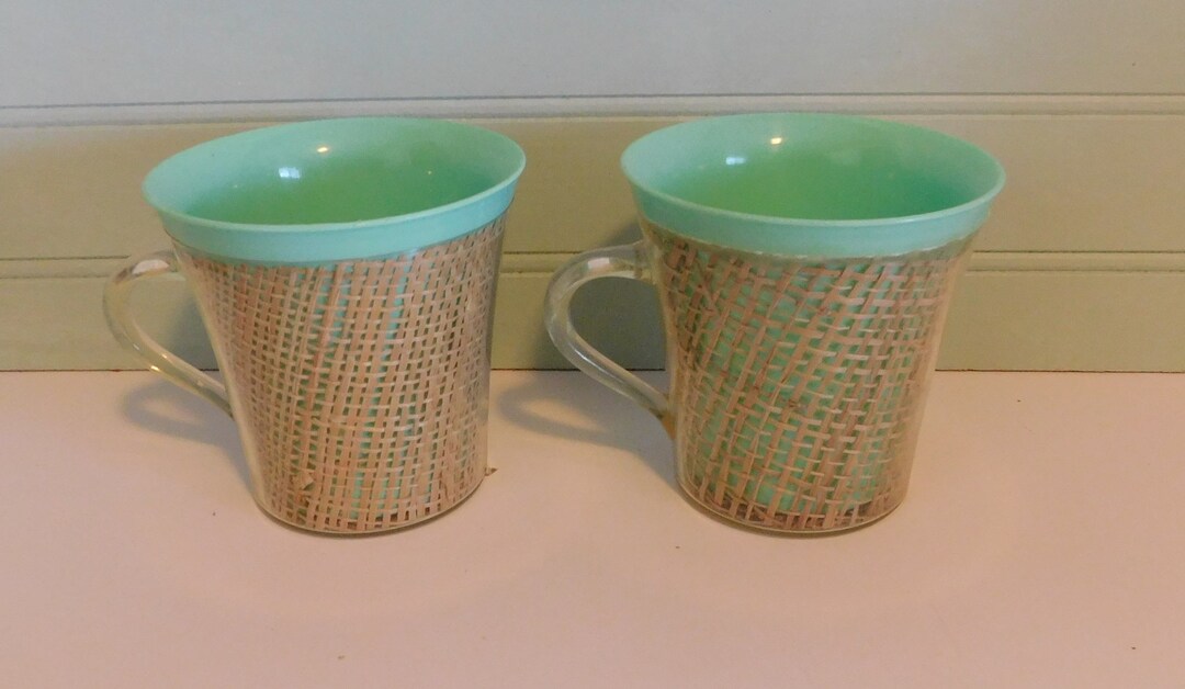 Raffiaware Thermal Cups, Set of Two, Seafoam Green - Etsy