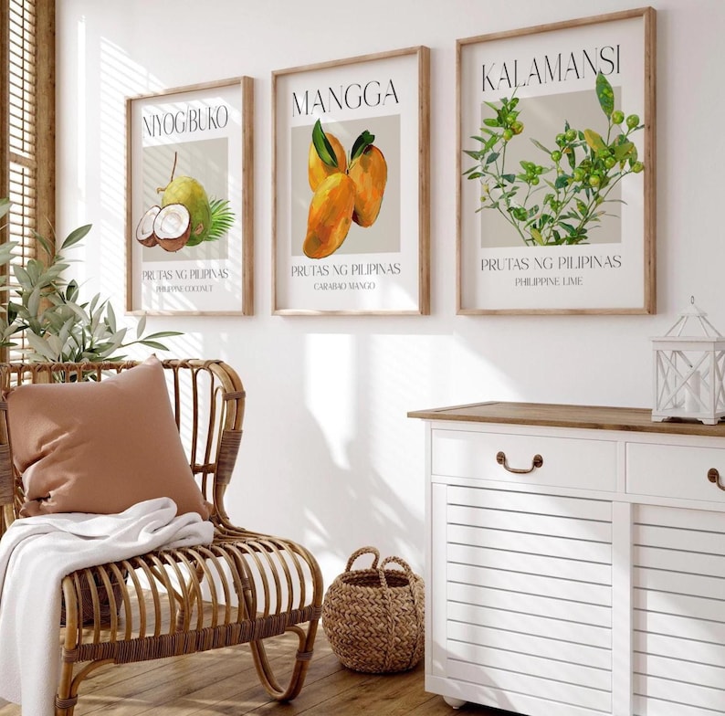 Set of 3 Philippine Fruits Print Set: Calamansi, Coconut, Mango ...