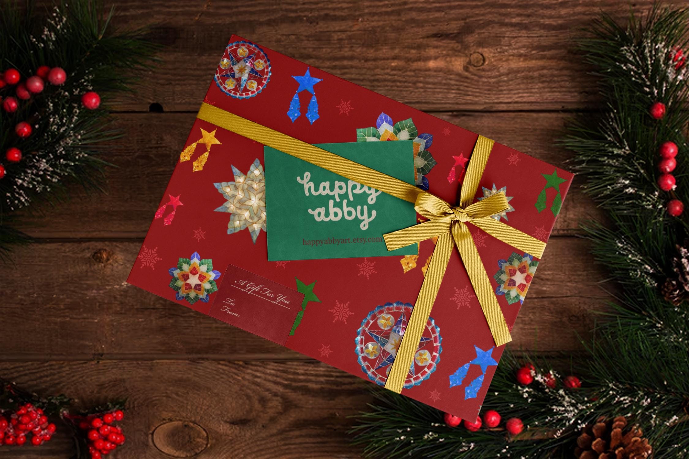Filipino Christmas Gift Wrapper – Paskong Pinoy Red Wrapping Paper ...