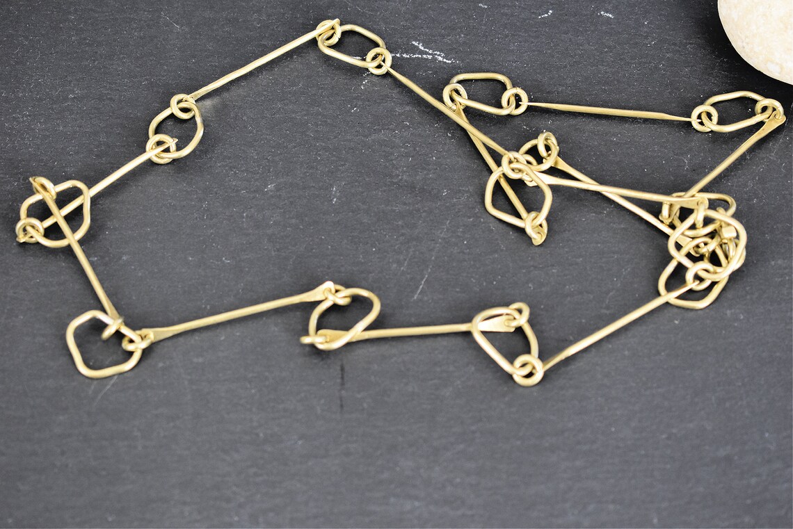 Long Chain Necklace in Brass. - Etsy