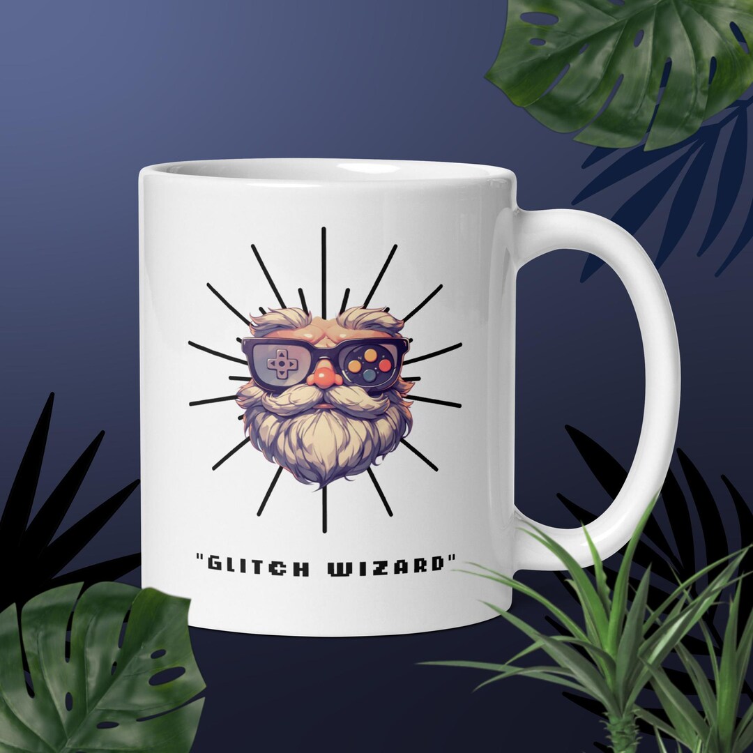 Retro "glitch Wizard Glossy Mug"glitch Wizard Glossy Mug Gift Gaming Videogames - Etsy