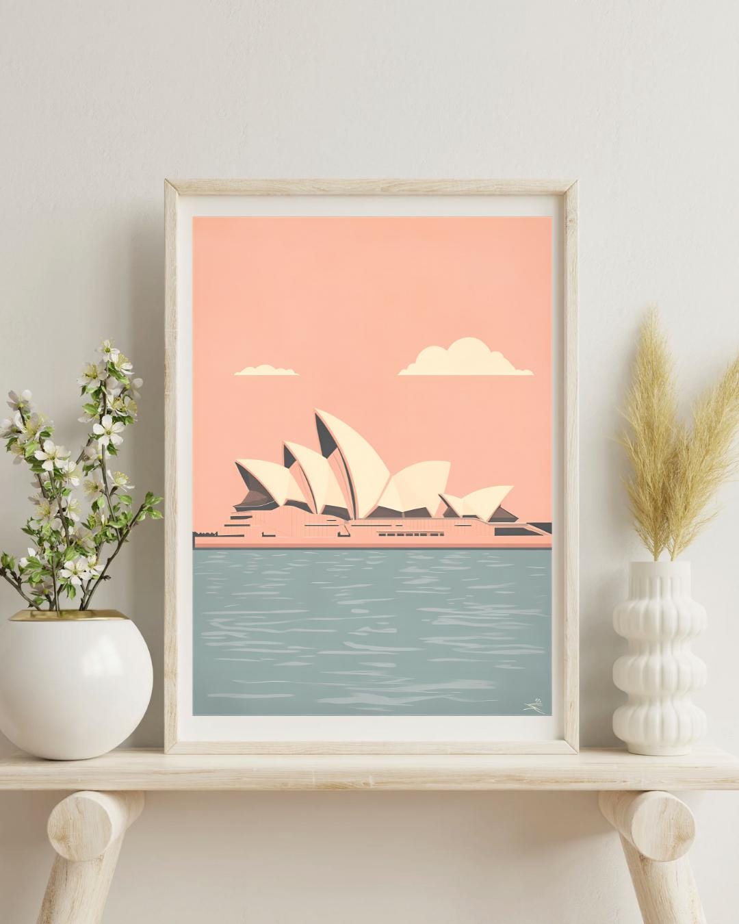 Sydney Opera House Poster – Minimalist Vintage Wall Art, Pastel Peach ...
