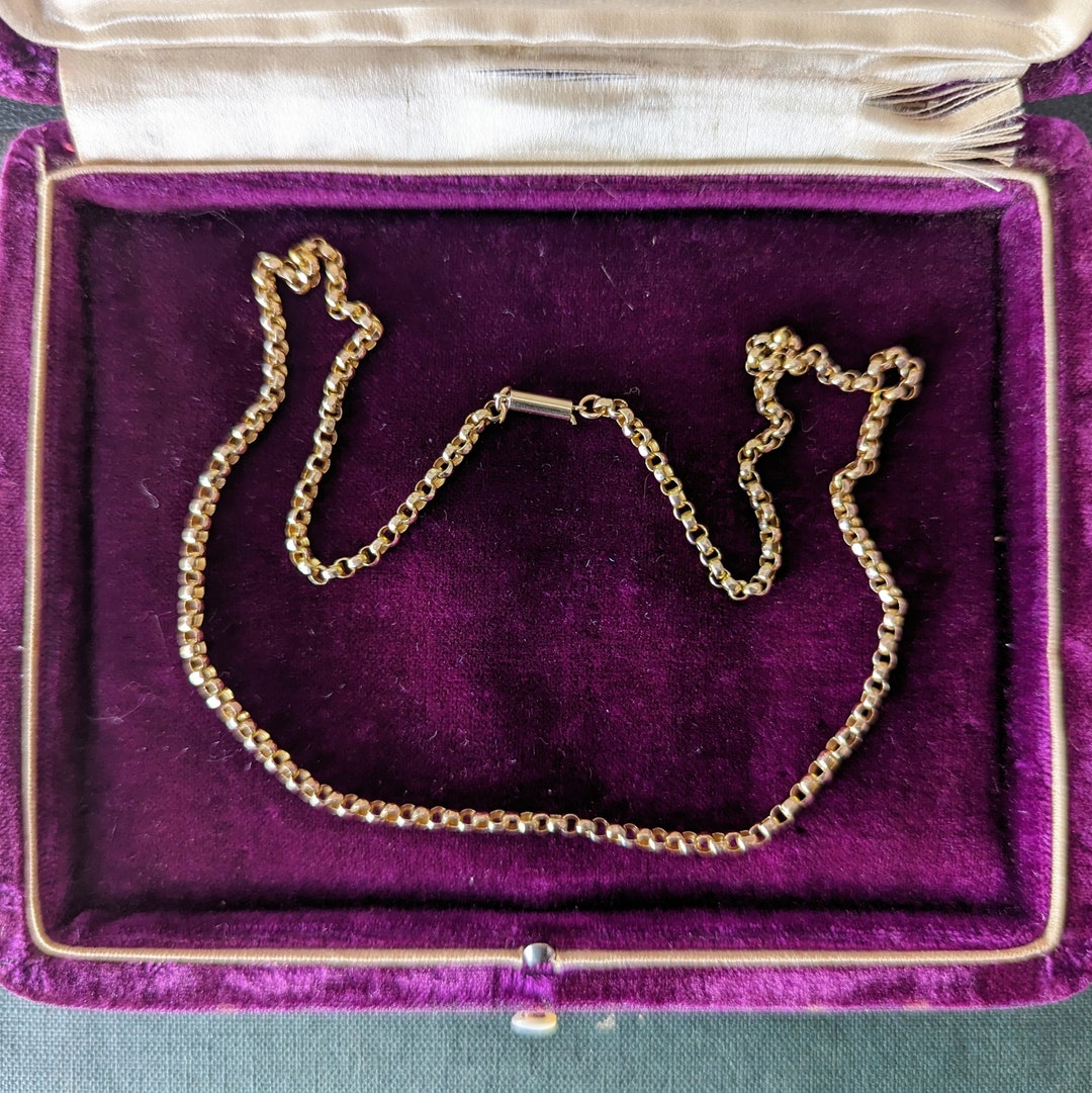 Antique 9ct Gold Trace Chain Necklace With Barrel Clasp. 51.5 Cm / 20. ...