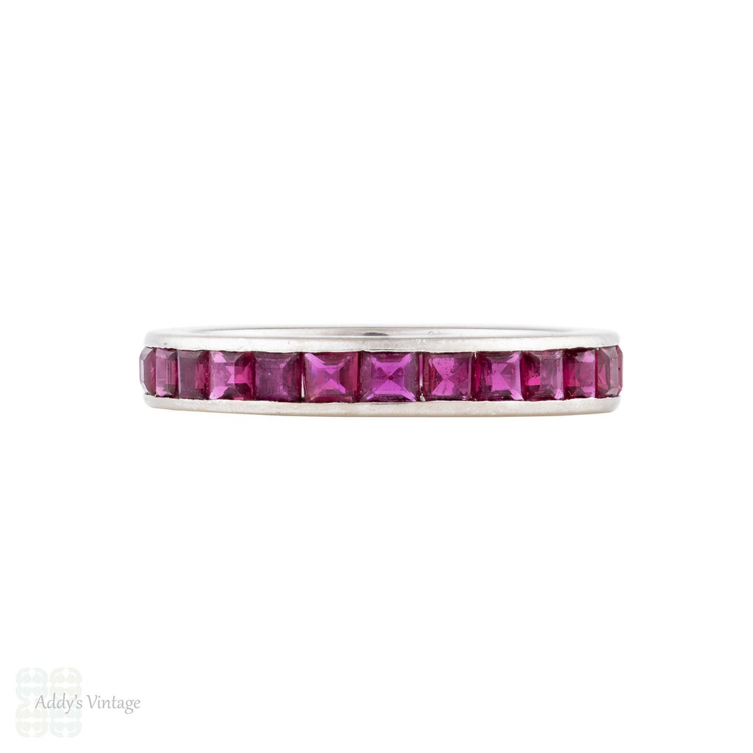 Ruby Chanel Set 18ct White Gold Eternity Full Hoop Ring, Vintage ...