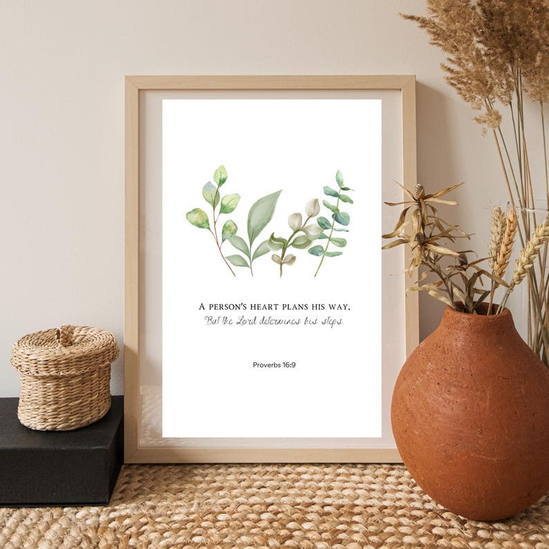 Proverbs 16:9 Bible Verse Wall Art Gallery, Proverbs Wall Art, Bible ...