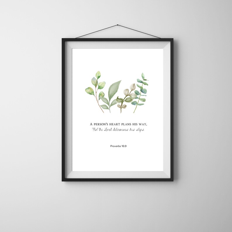 Proverbs 16:9 Bible Verse Wall Art Gallery, Proverbs Wall Art, Bible ...