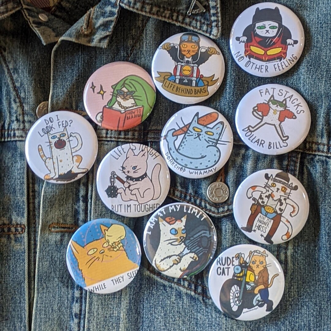 2.25" Rude Cat Button Badges - Etsy
