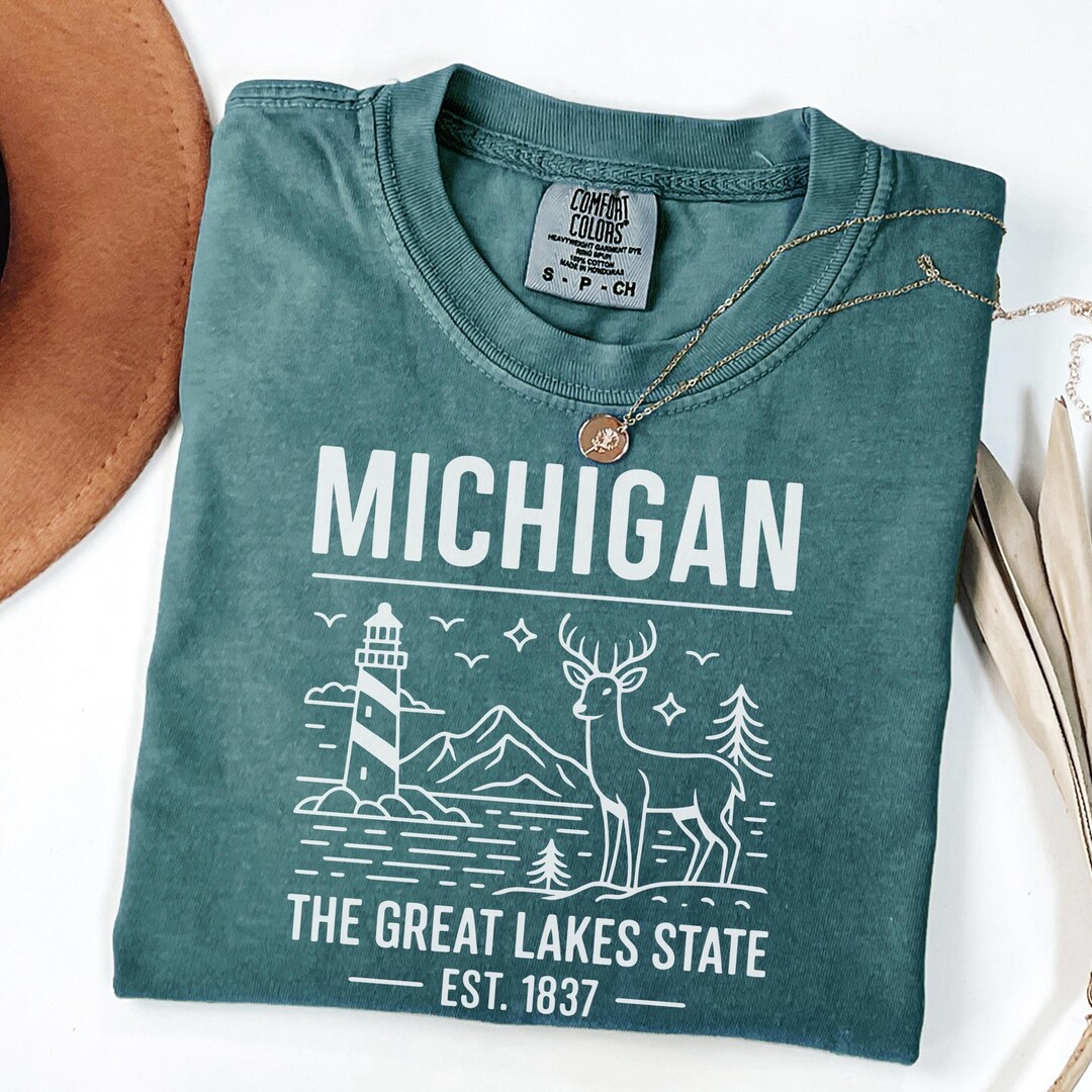 Comfort Colors® Michigan Shirt or Sweatshirt, Retro Lakes State Tee ...