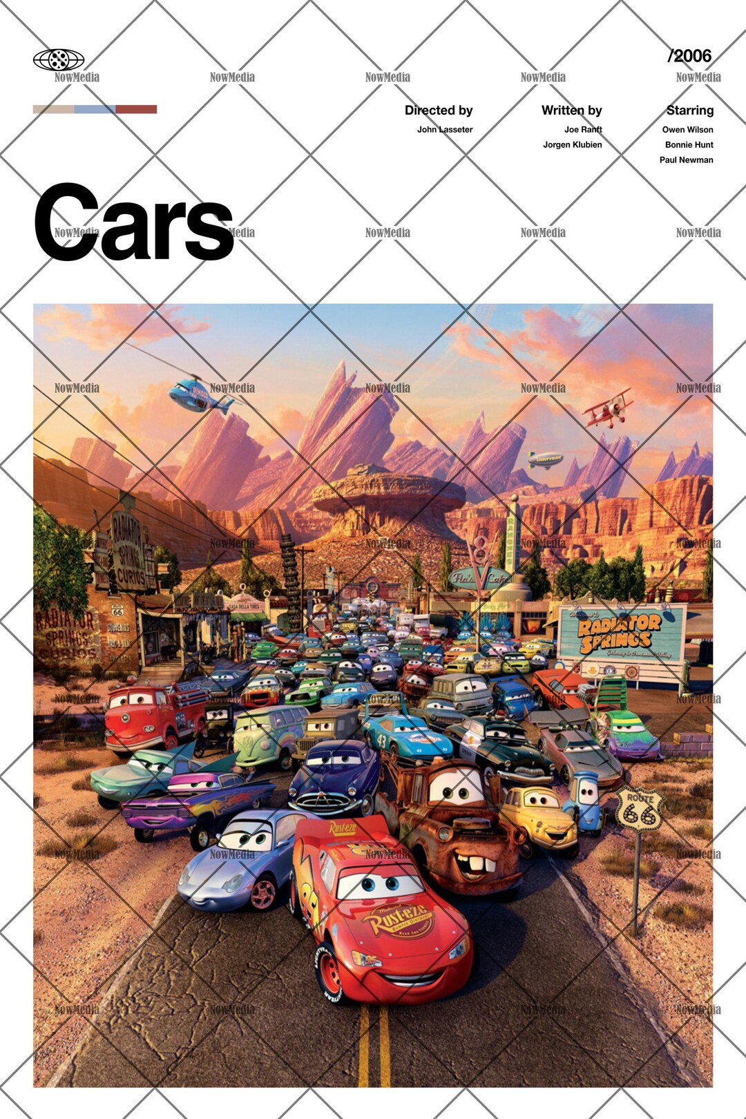 Cars 2006 Movie Poster - Disney Pixar Mcqueen Wallart - Digital ...