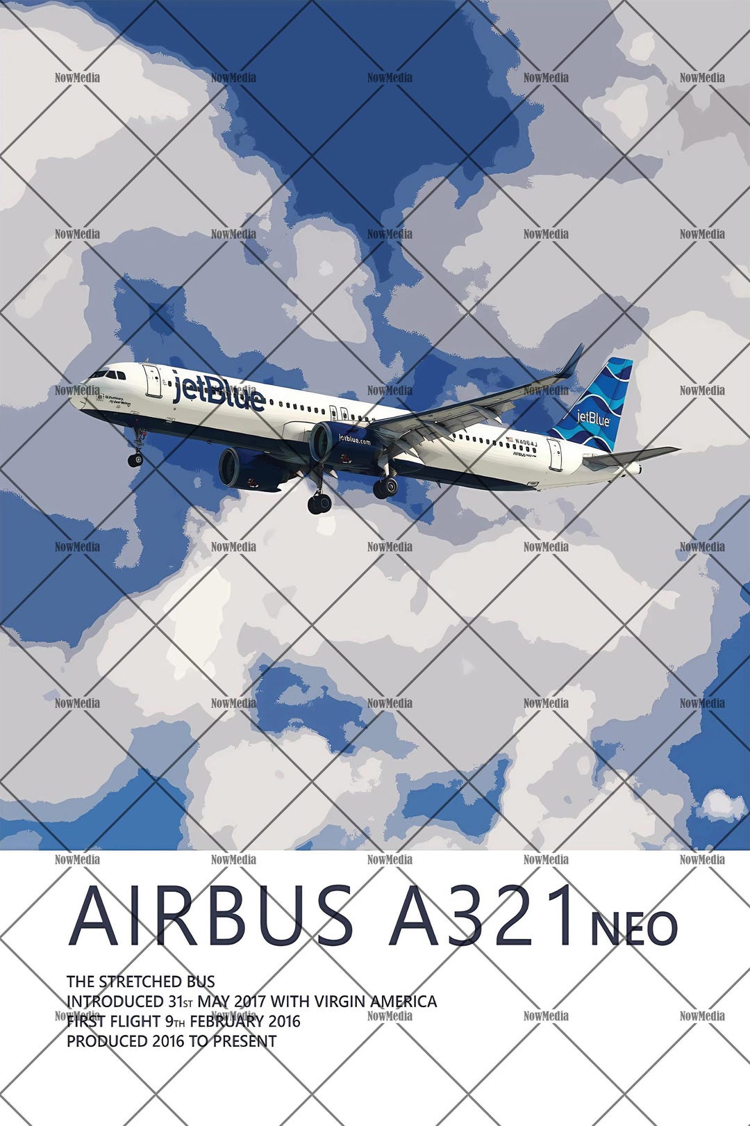 Jetblue Airbus A321 NEO Poster | Civil Airliner Wall Art - Digital ...