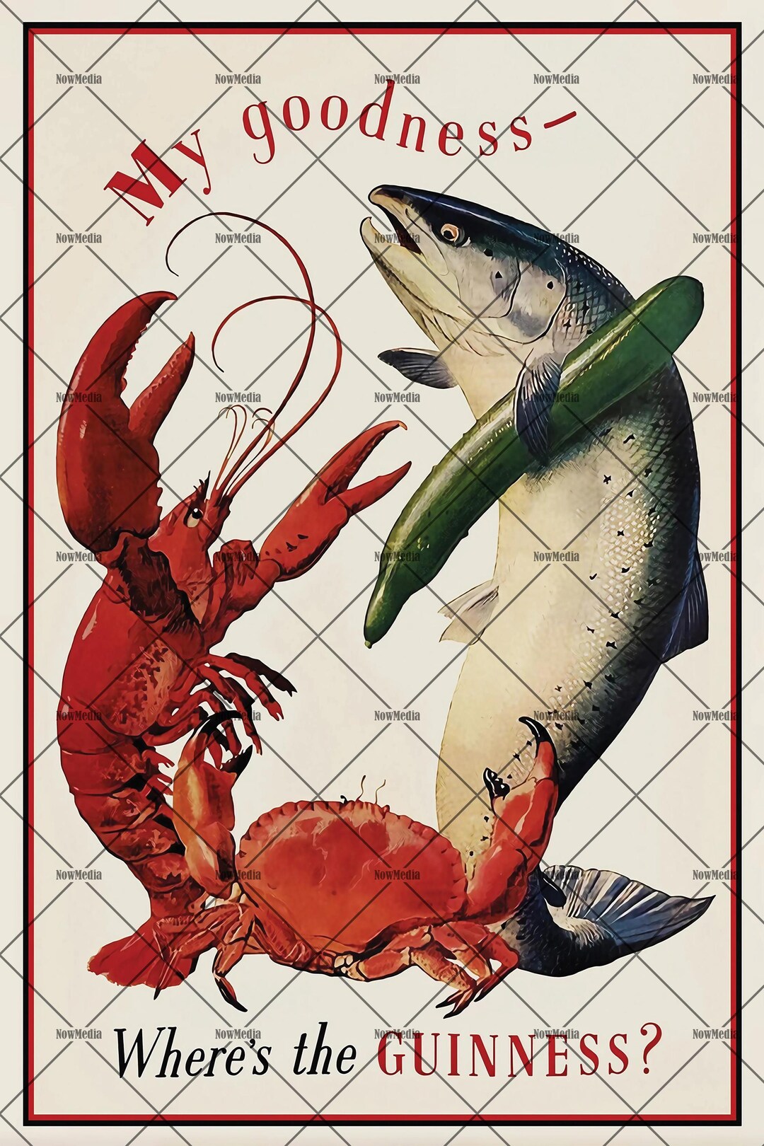 Guinness Crab Lobster Fish Mini Metal - Digital Download Print ...