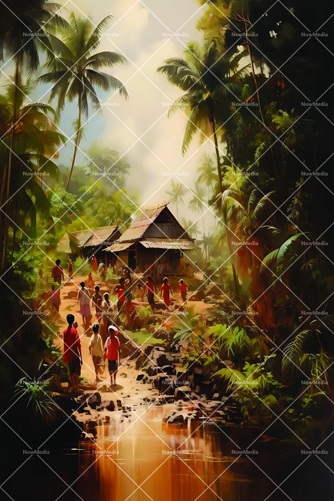 Bayanihan Filipino Art Print | Vibrant Cultural Scene | Wall Art Poster ...