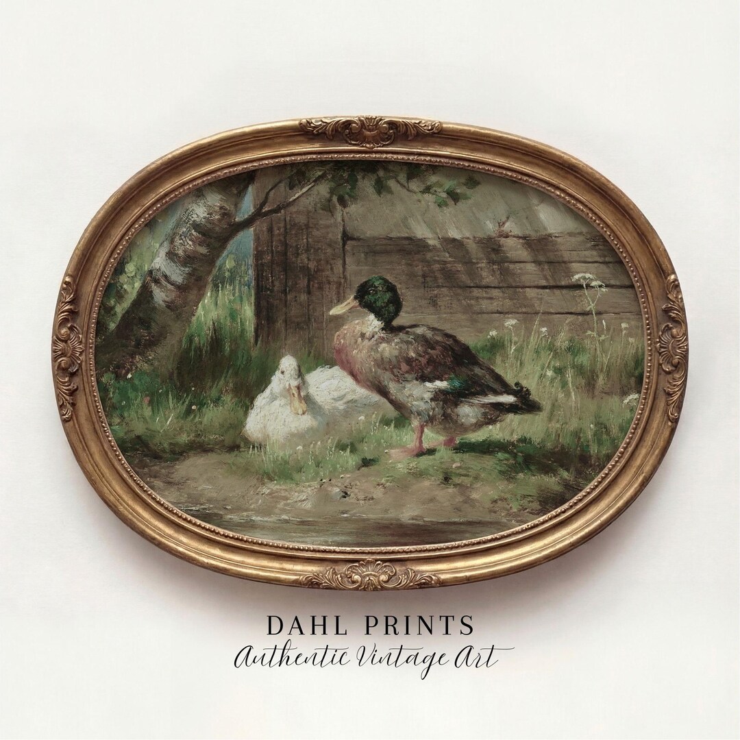 Vintage Mallard Duck PRINTABLE: Spring Farm Animal Art Print, Rustic ...