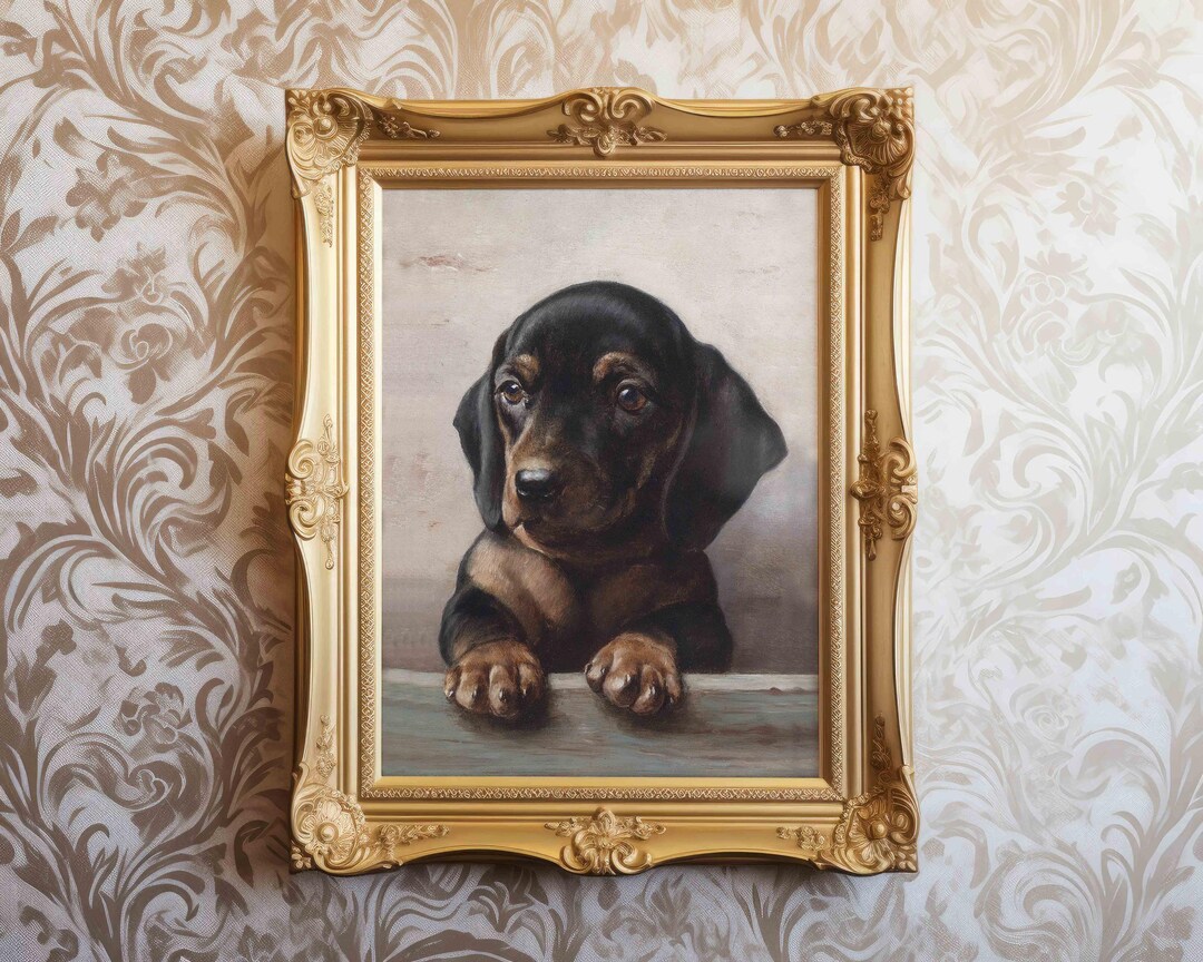 Dachshund Puppy Portrait PRINTABLE, Vintage Nursery Wall Decor, Kid's ...