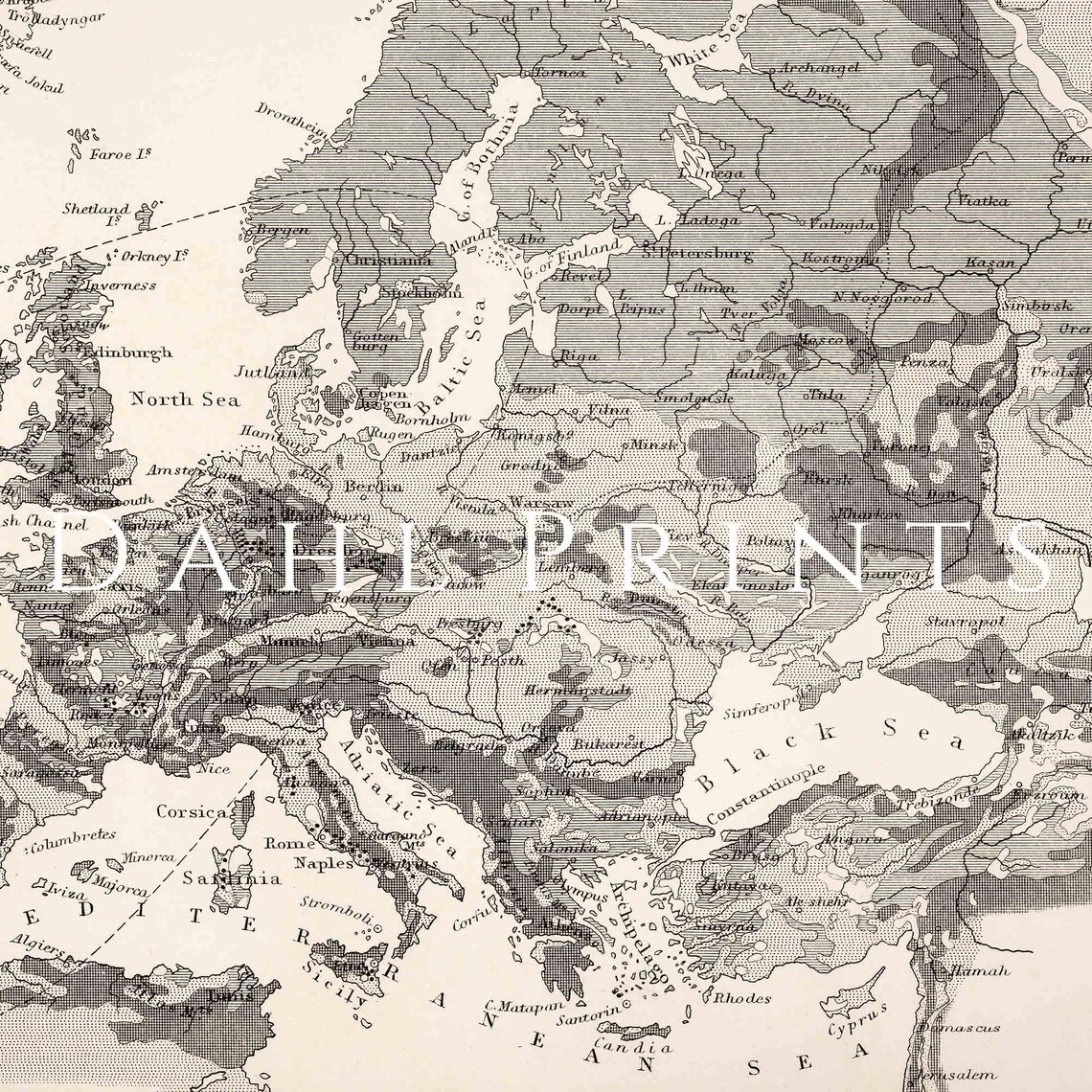 Vintage Geological Map of Europe PRINTABLE Digital Academia Decor Wall ...