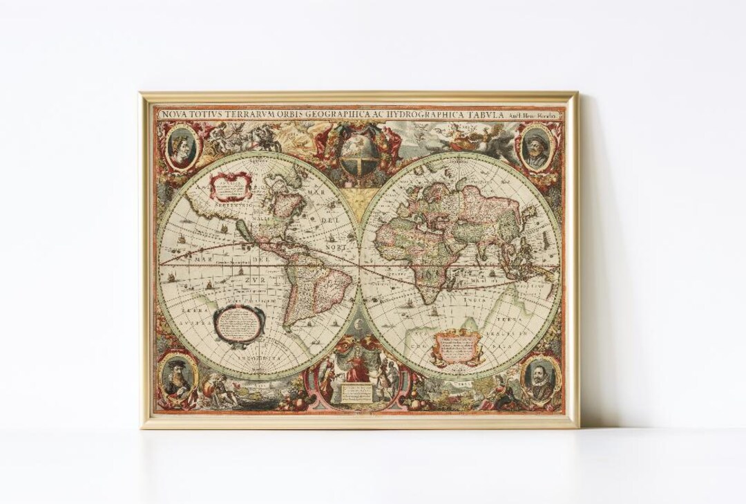 Old World Map Vintage Art Print, Light Academia Library Wall Decor ...