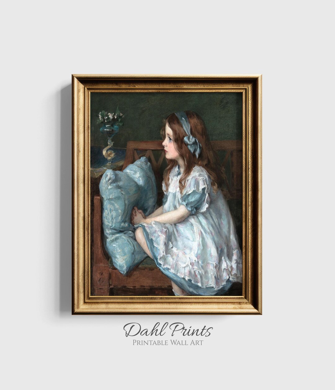 Vintage Little Girl in Blue Dress PRINTABLE, Antique Nursery Bedroom ...