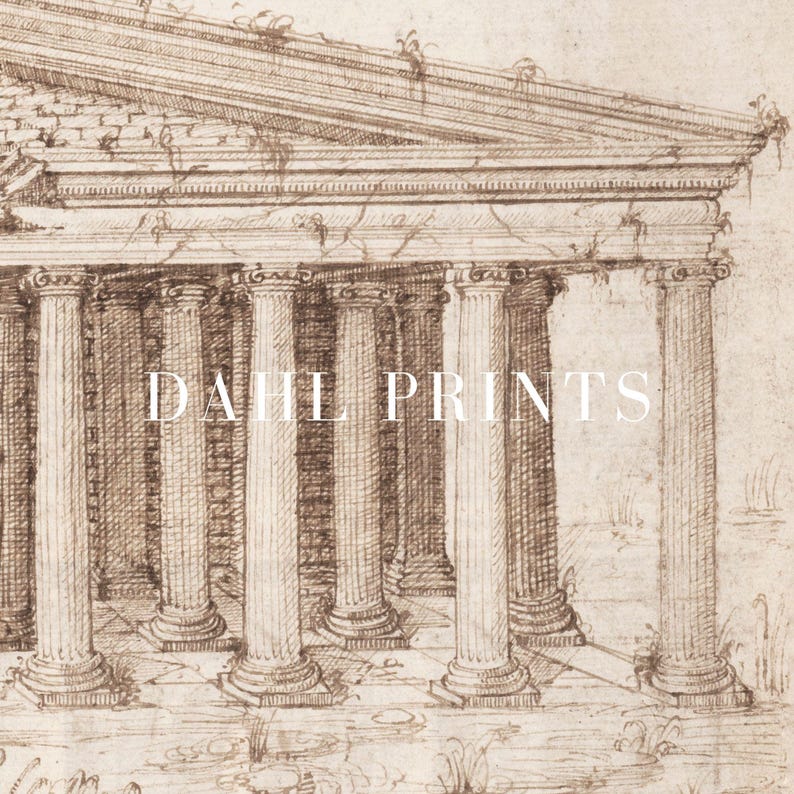 Roman Temple Architecture PRINTABLE: Antique Pen and Ink Drawing ...