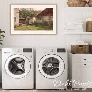 Vintage Cottage Laundry Landscape PRINTABLE Digital Farmhouse Wall Art ...