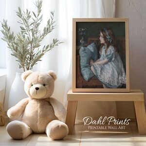 Vintage Little Girl in Blue Dress PRINTABLE, Antique Nursery Bedroom ...