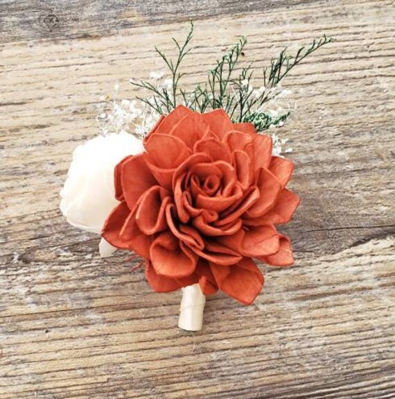 Orange Dahlia Boutonniere