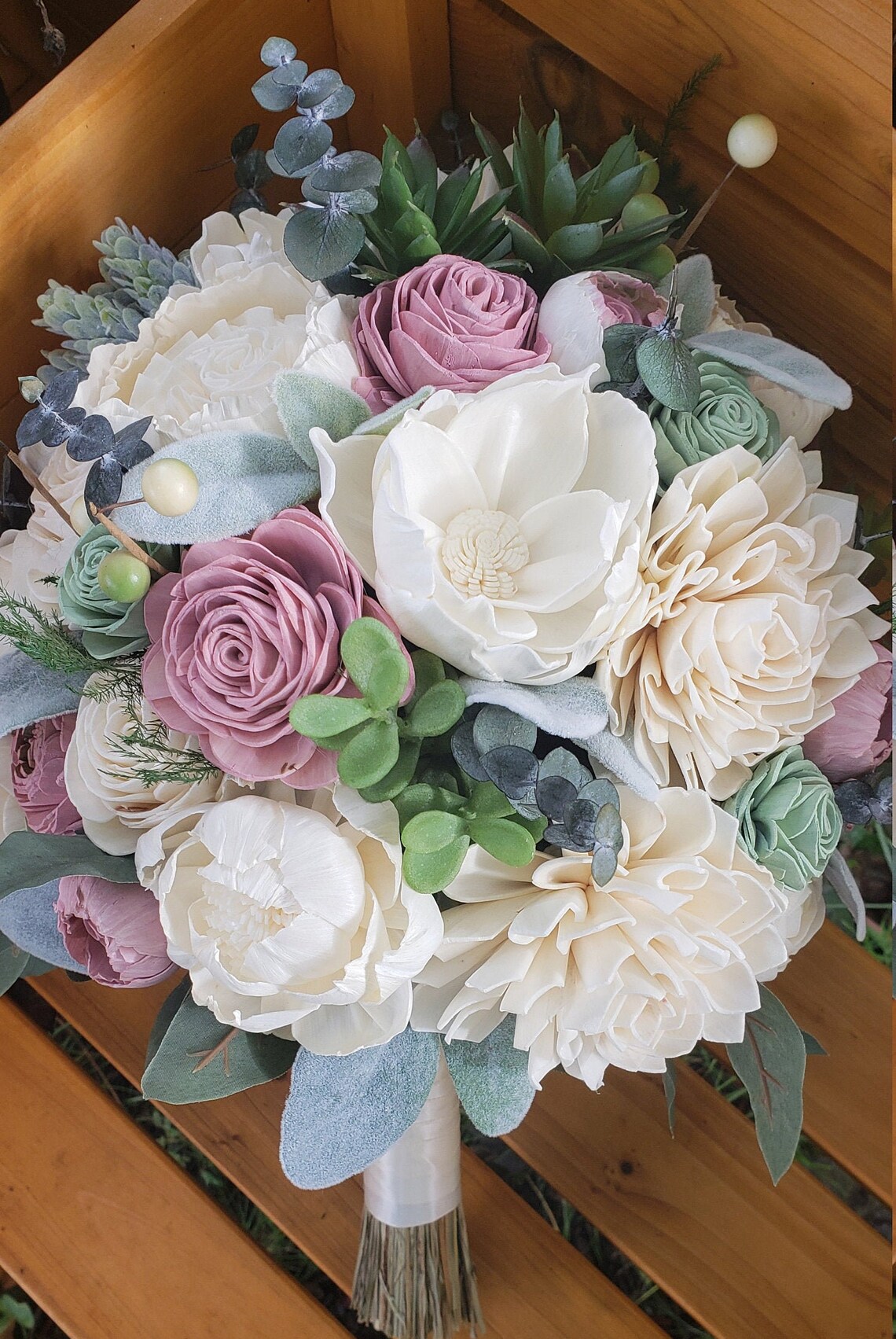 Dusty Rose Quartz and Sage Flowers, Spring Wedding Bouquet, Pink and ...