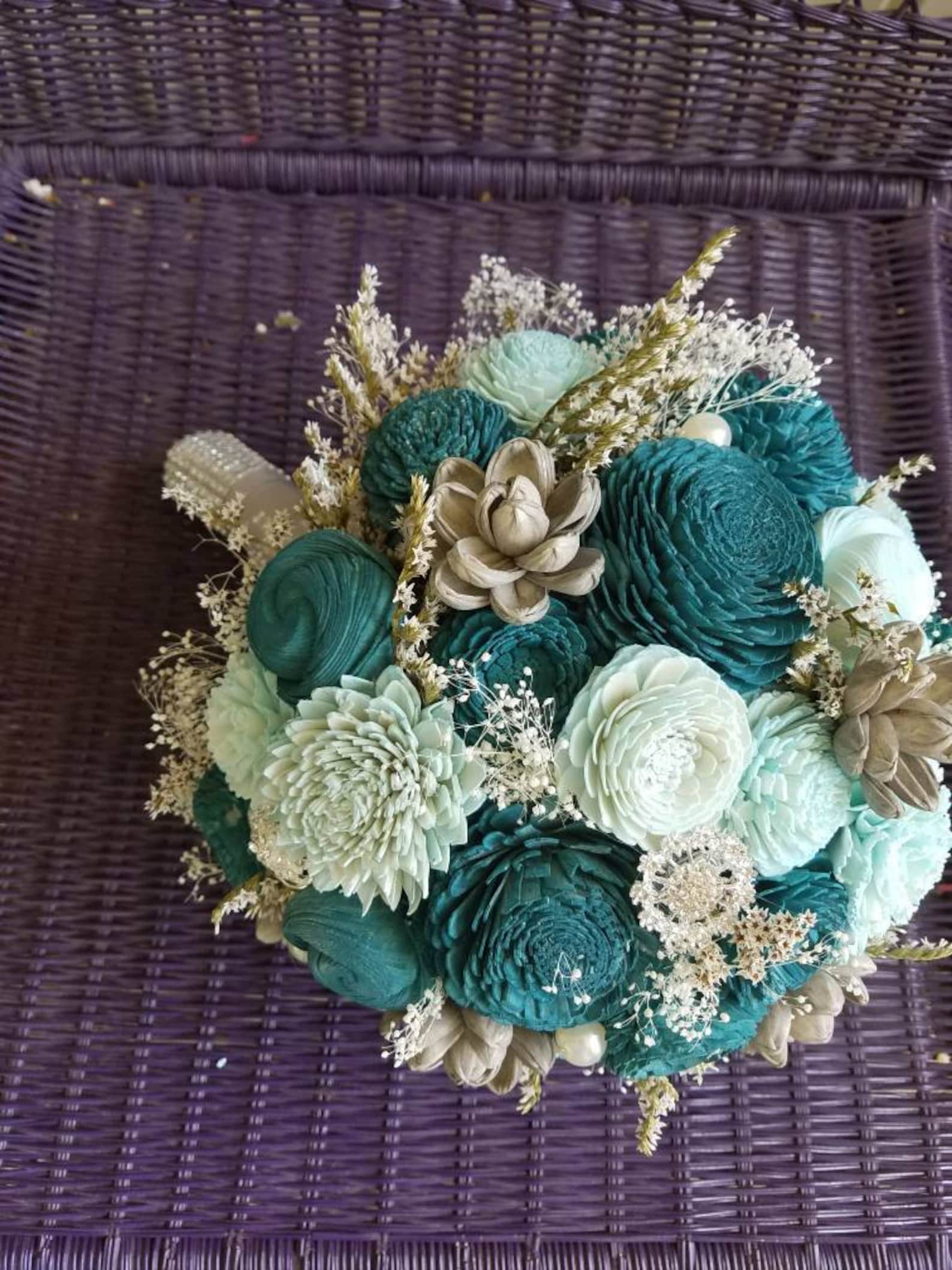 Wooden Bouquet Wedding Bouquet Sola Flower Bouquet Wooden - Etsy
