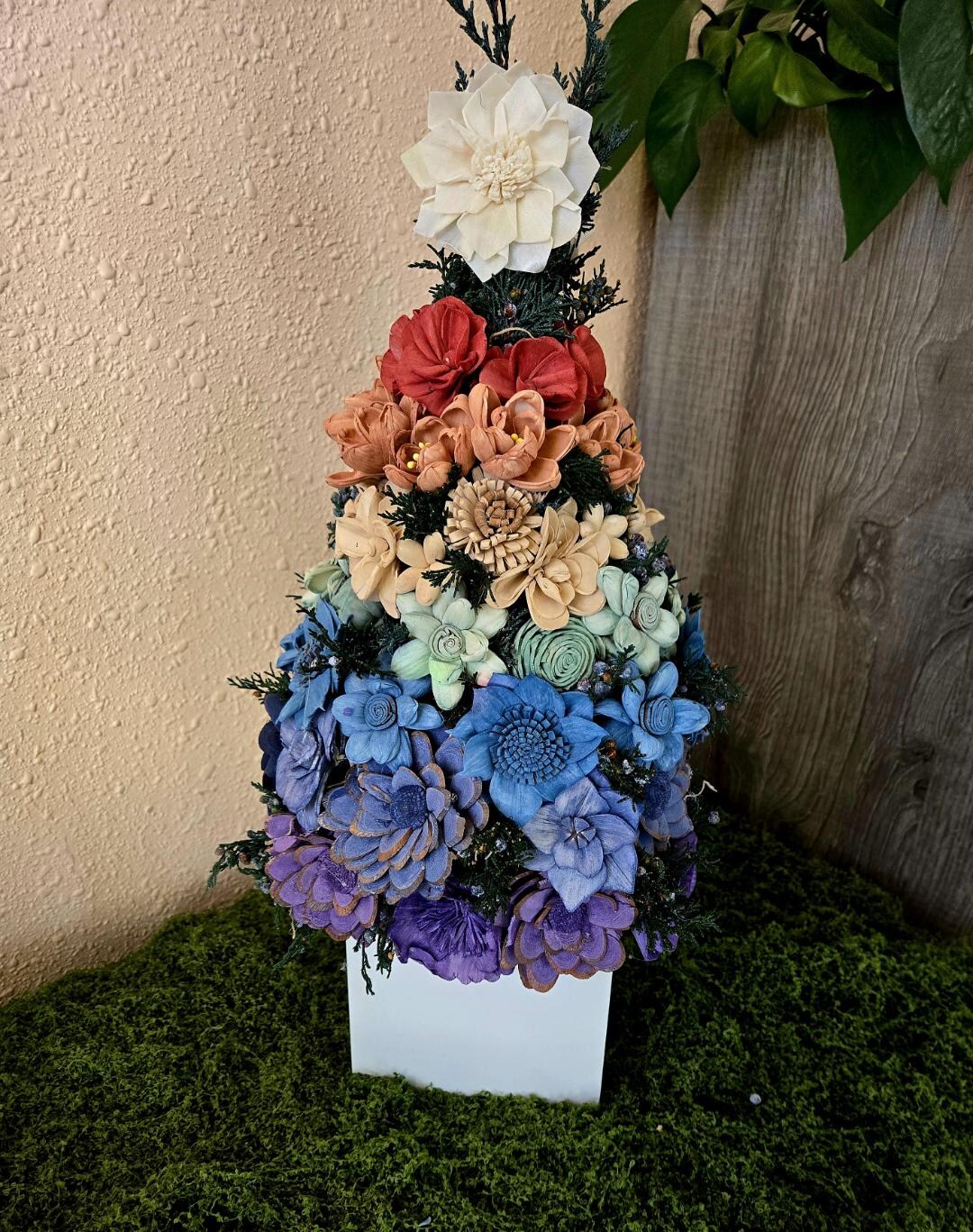 Rainbow Pride Wooden Flower Christmas Tree Decor, Inclusive Holiday ...