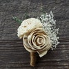 Dark Green and Gold Boutonniere, Emerald Dahlia Buttonhole, Groom and ...